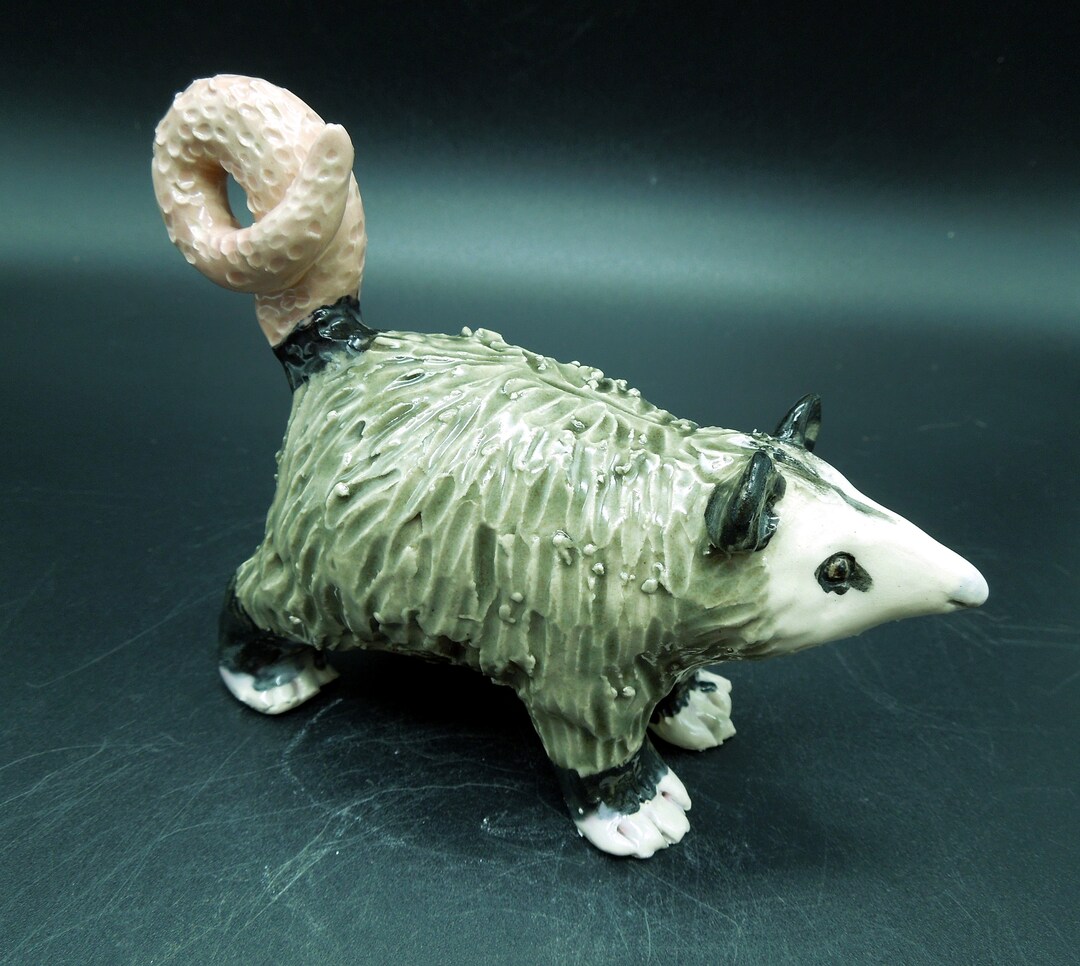 Small Stoneware Opossum Figurine: Curled Tail Clay Art - Etsy