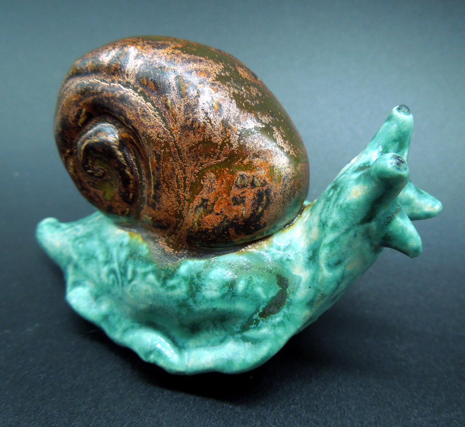 Tiny Clay Snail: Copper Shell, Stoneware Plant Companion - Etsy