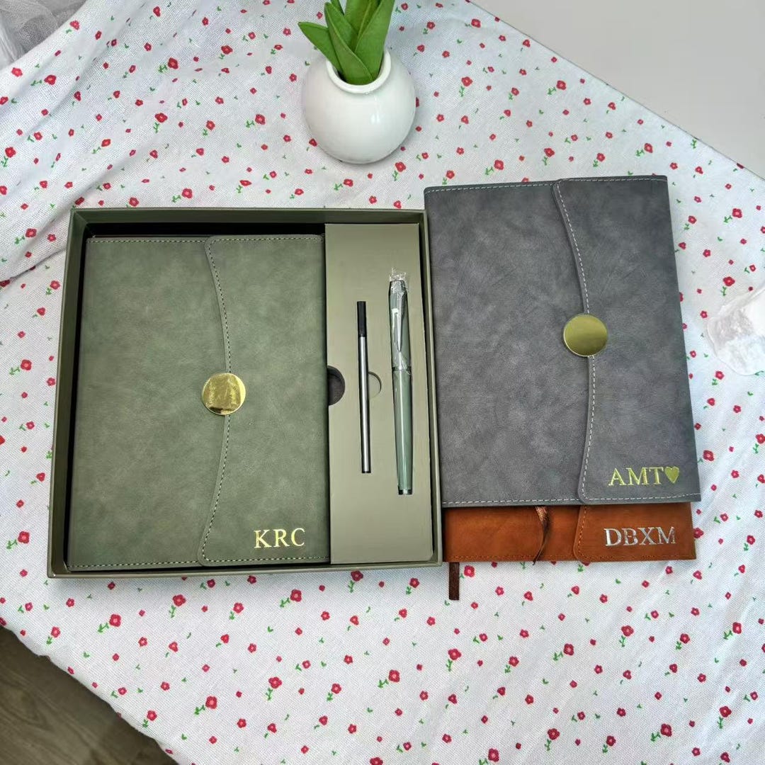 Custom Engraved Notebook With Pen, Leather Notebook Set, End of Year ...