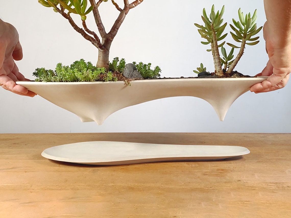 Island Planter With Drip Tray - 21" Modern Concrete Planter - Etsy