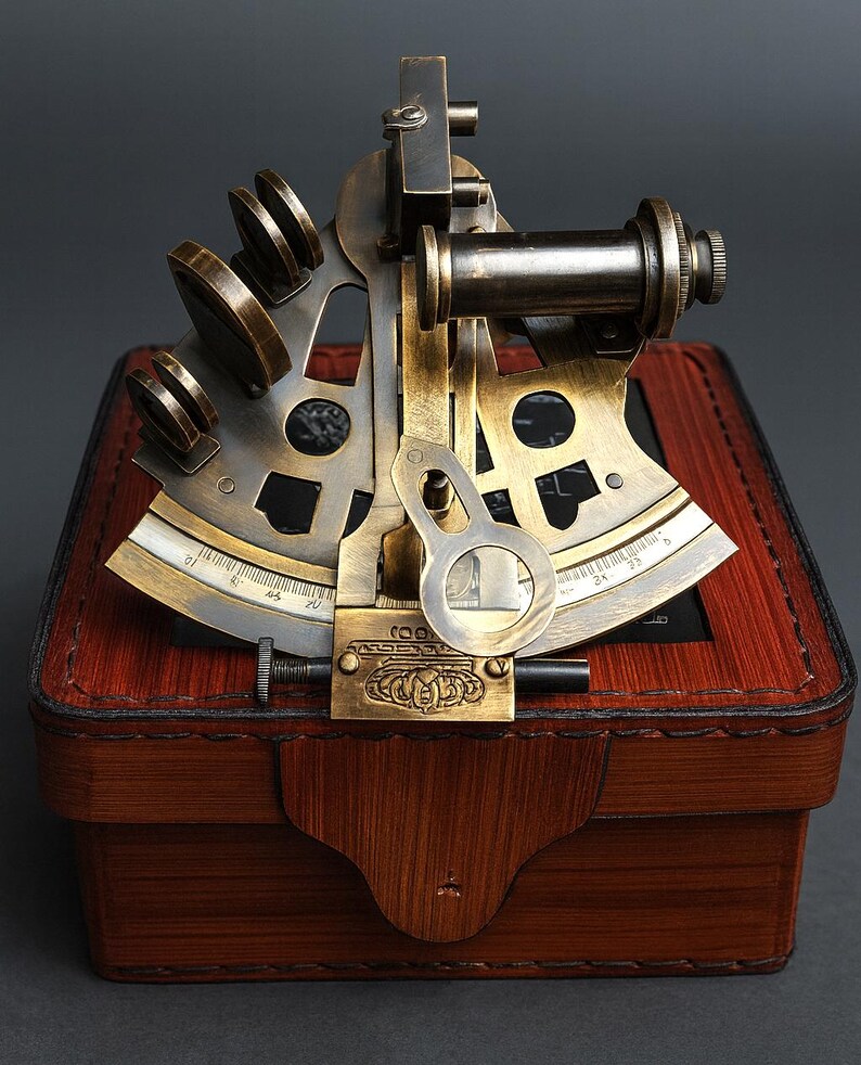 Brass Sextant - Kelvin & Hughes Replica - Nautical Decor With Leather ...