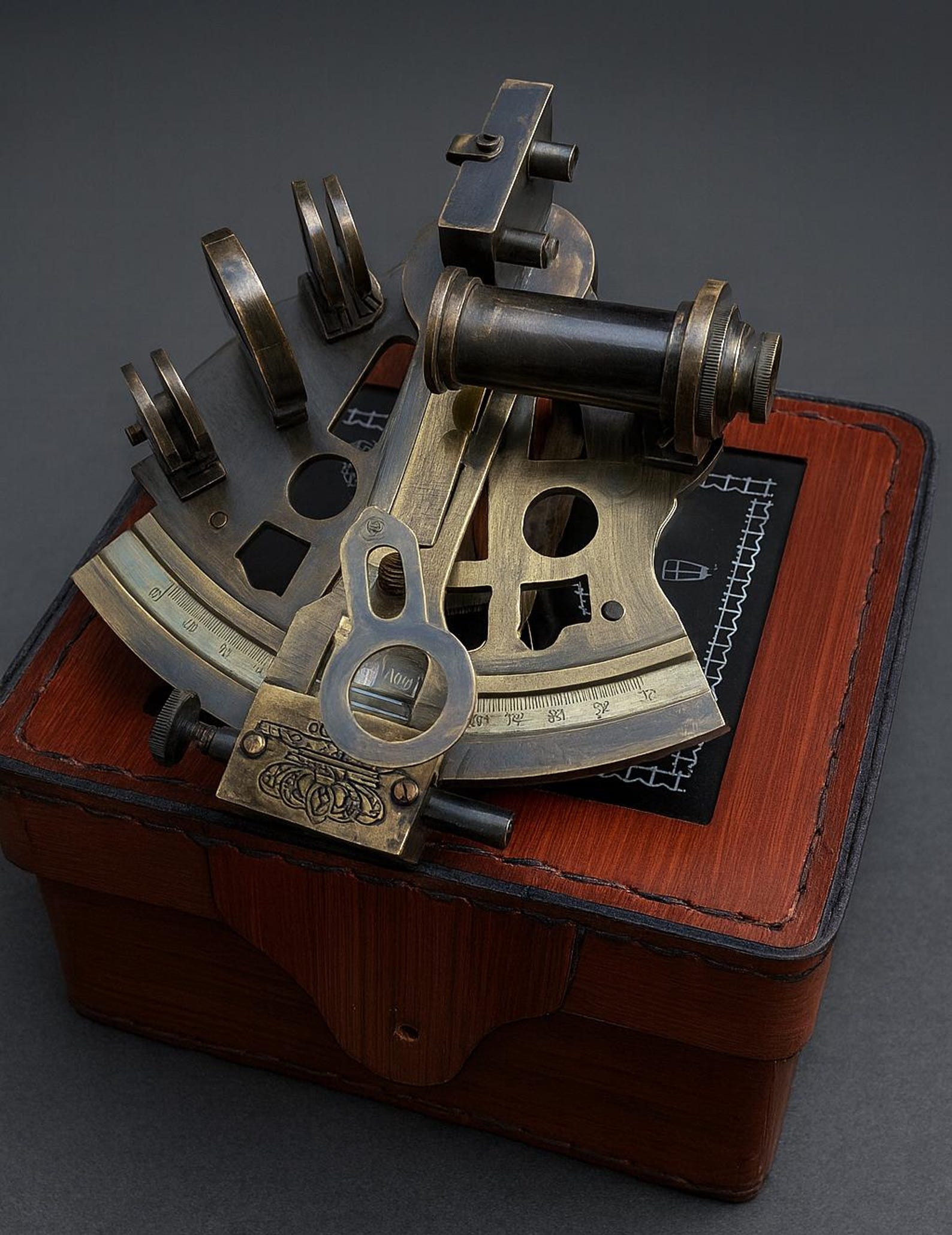 Brass Sextant - Kelvin & Hughes Replica - Nautical Decor With Leather ...