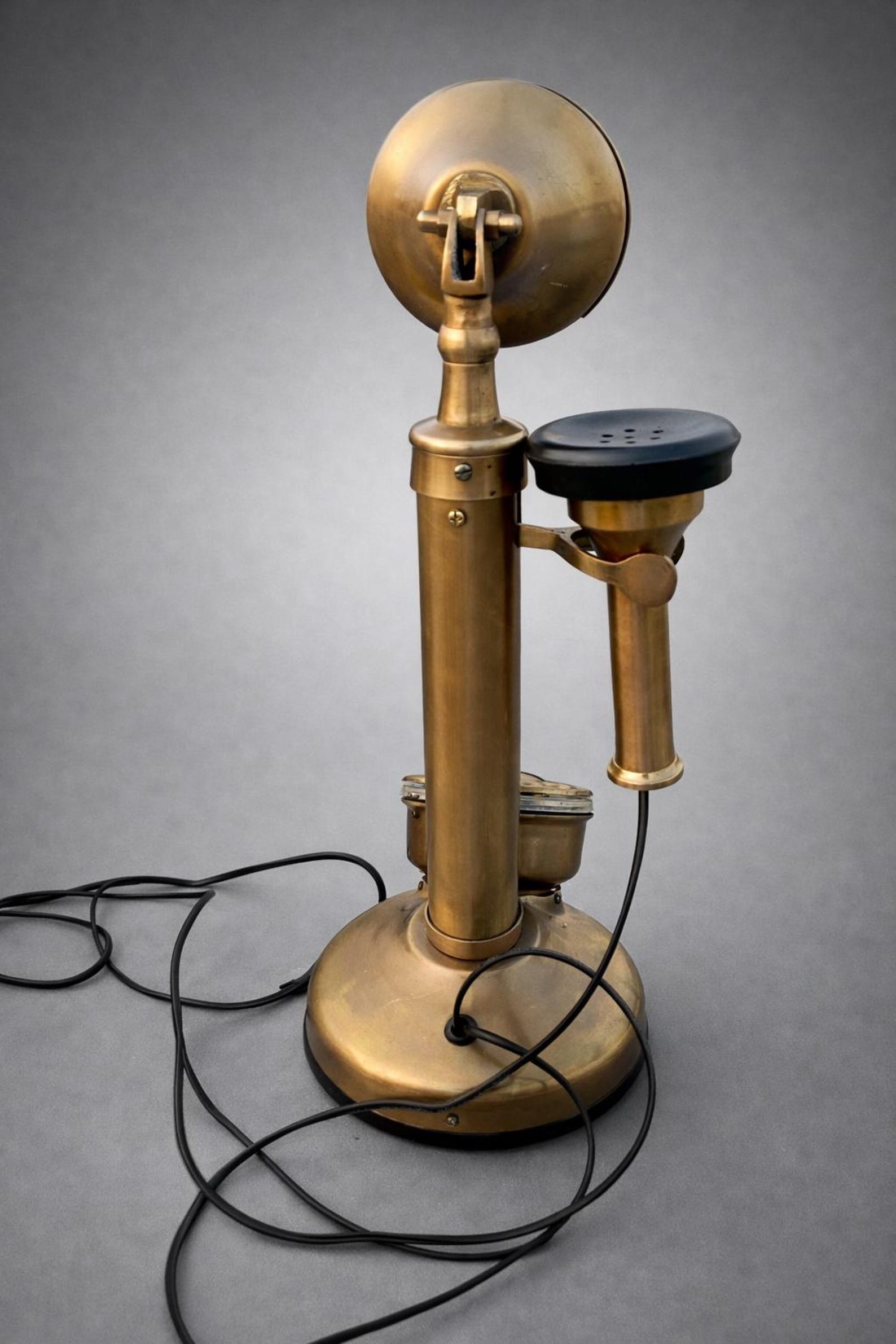 Antique Brass Candlestick Telephone - 1920s Style Rotary Dial - Working ...