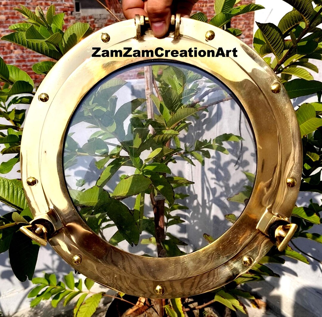 Brass Porthole Mirror - 15'' Nautical Ship Window - Coastal Home Decor ...