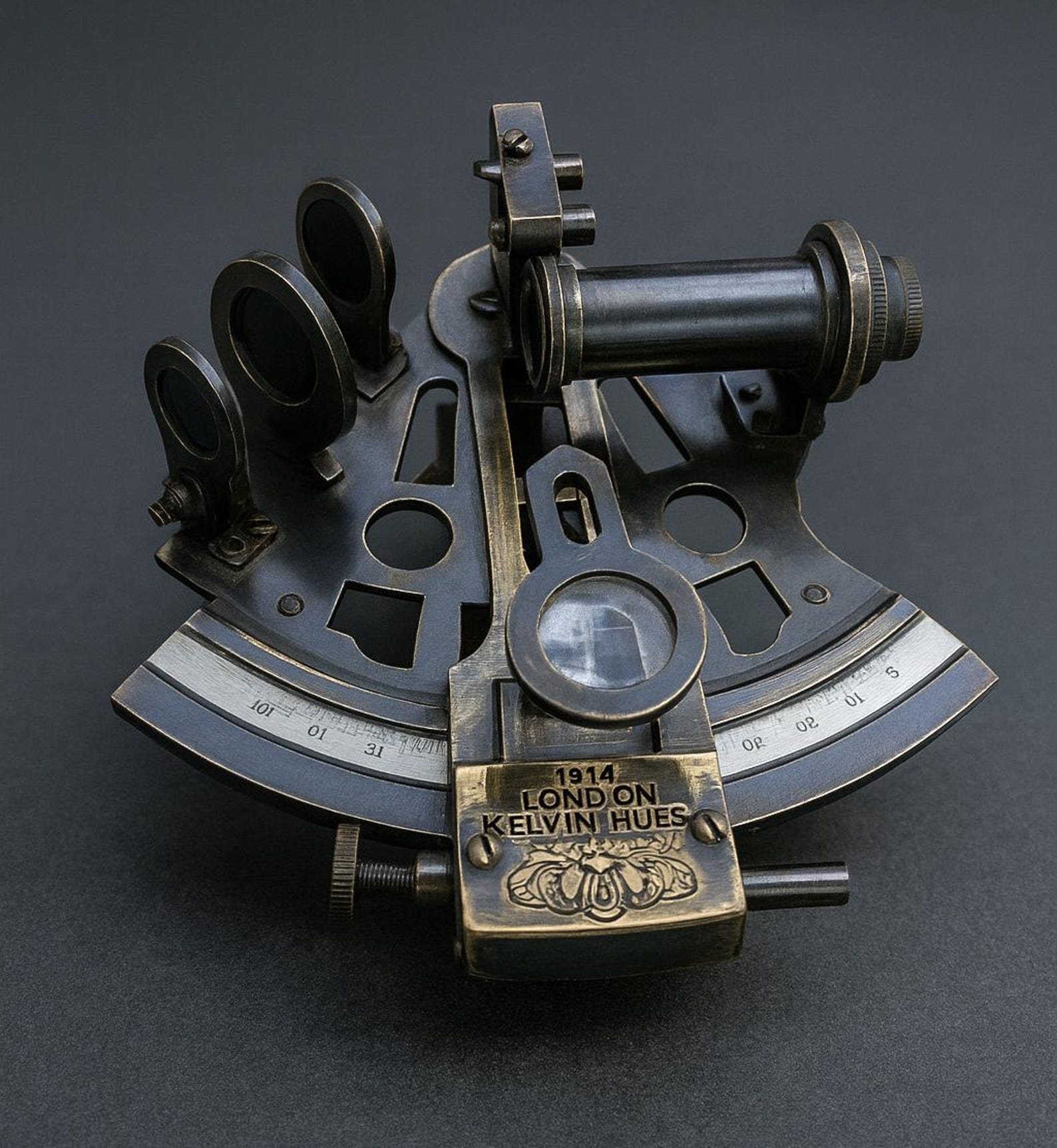 Brass Sextant - Kelvin & Hughes Replica - Nautical Decor With Leather ...