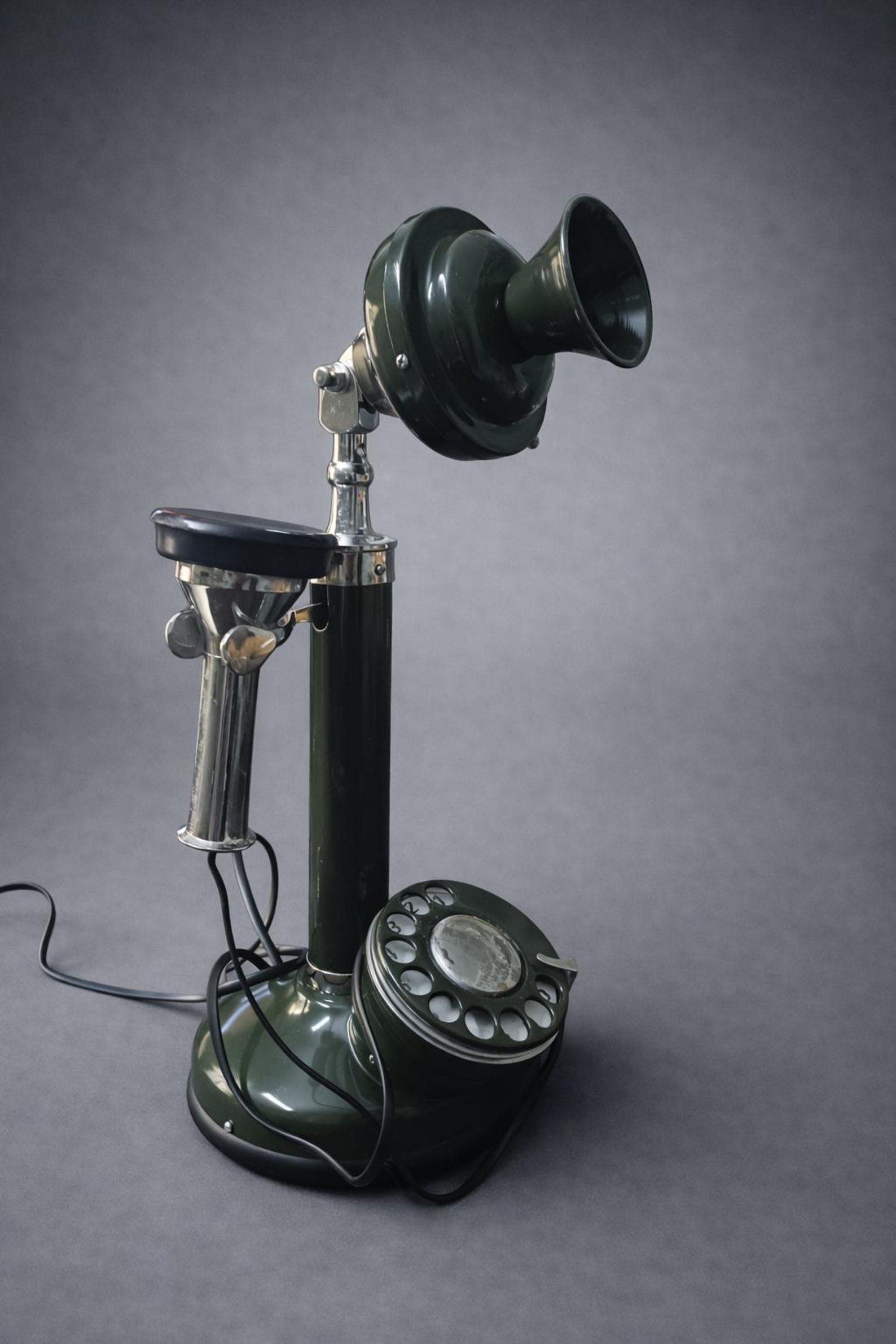 Antique Brass Candlestick Telephone - 1920s Style Rotary Dial - Working ...
