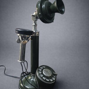Antique Brass Candlestick Telephone - 1920s Style Rotary Dial - Working ...