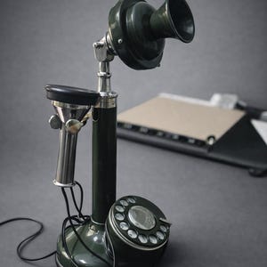 Antique Brass Candlestick Telephone - 1920s Style Rotary Dial - Working ...