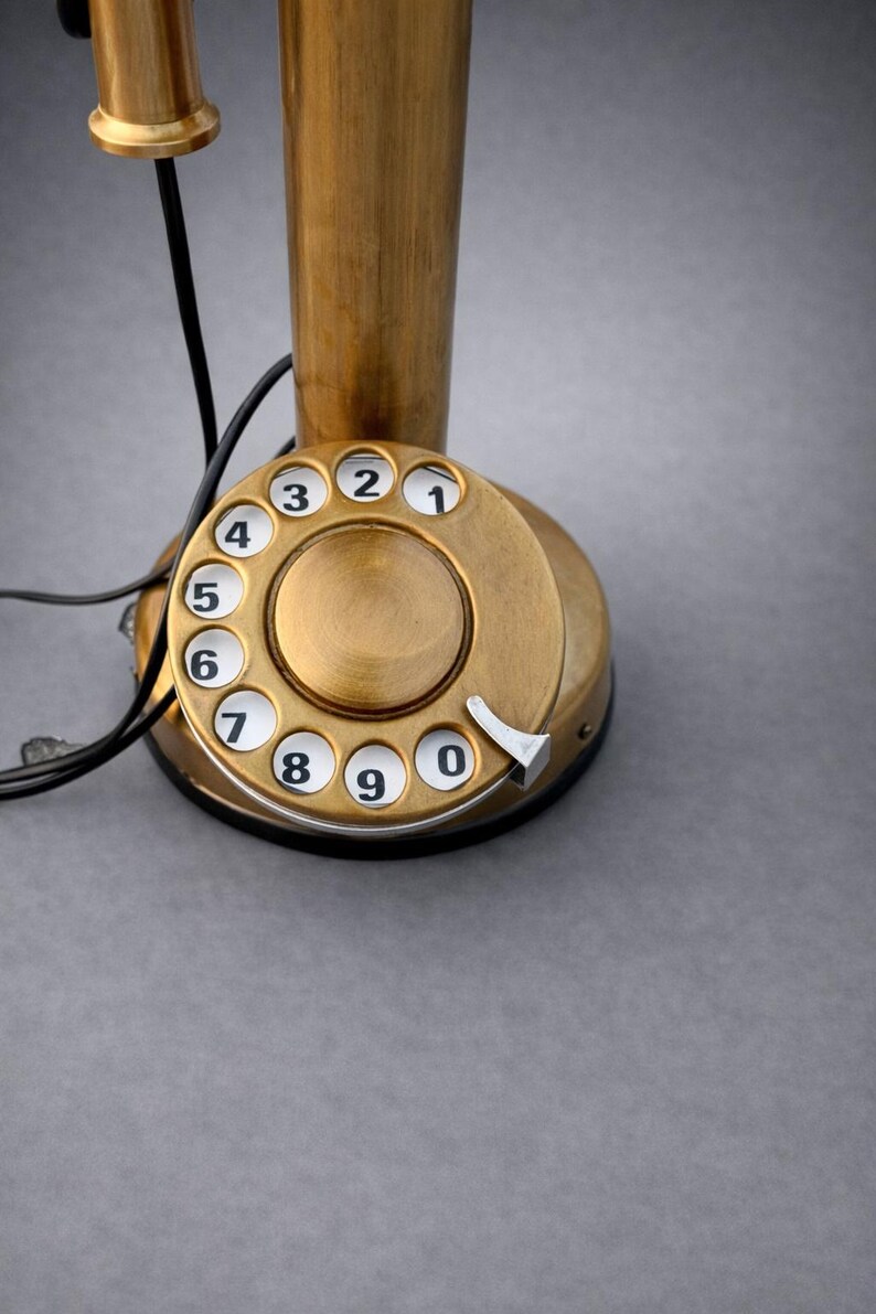 Antique Brass Candlestick Telephone - 1920s Style Rotary Dial - Working ...