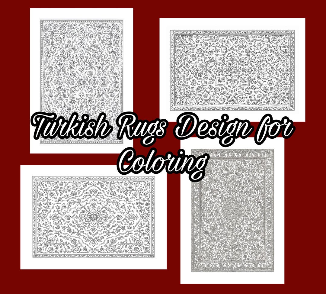 Turkish Rugs Coloring Book Oriental Carpet Designs Relaxation and ...