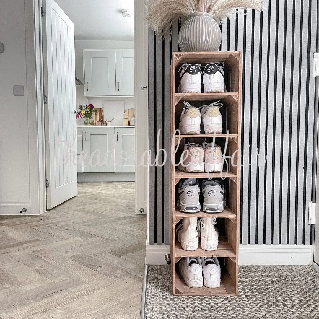 Tall SHOE RACK Various Sizes, Wooden Rustic Apple Crate Shoe Rack ...