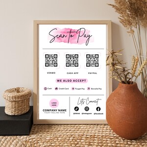 Scan to Pay Sign: Editable QR Code Payment Poster (digital Download ...
