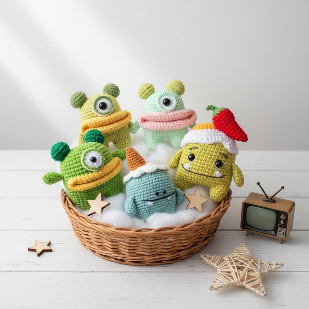 Set 3 Little Monster Crochet Pattern, Mini Toy, Easy for Beginner ...