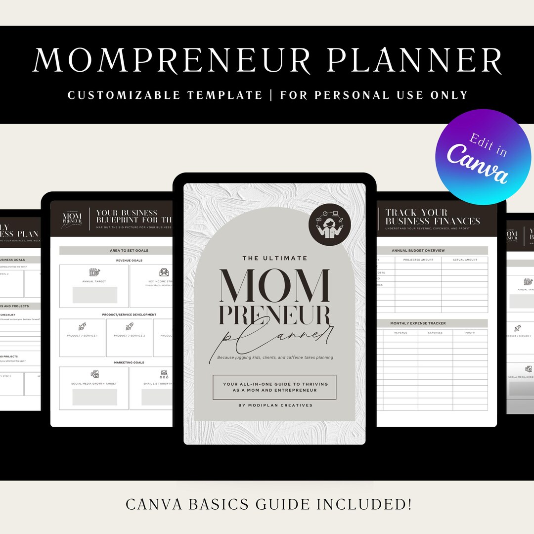 Mompreneur Planner Template | Canva Editable | Family & Online Business ...