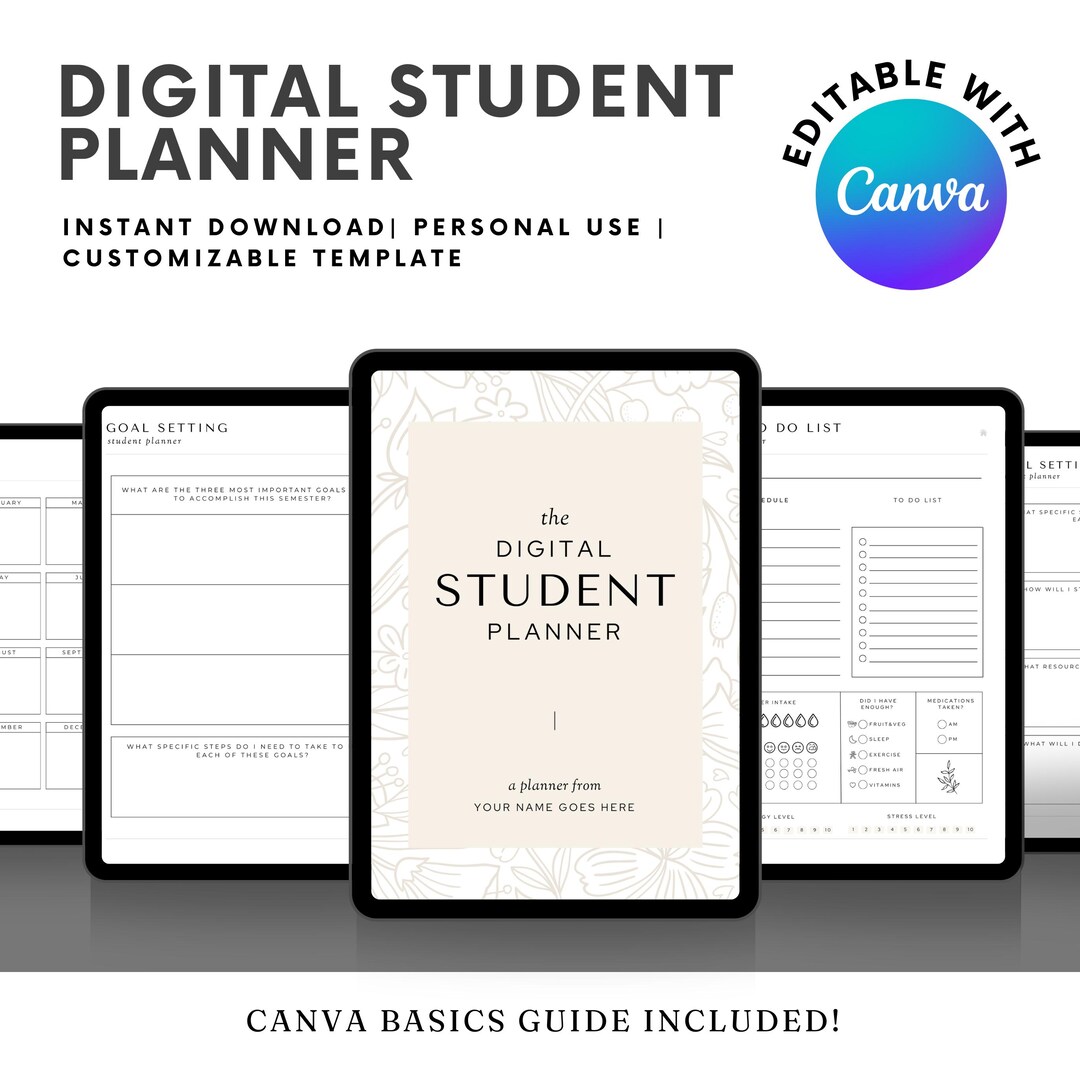Digital Student Planner Template | Editable in Canva | Minimalist ...