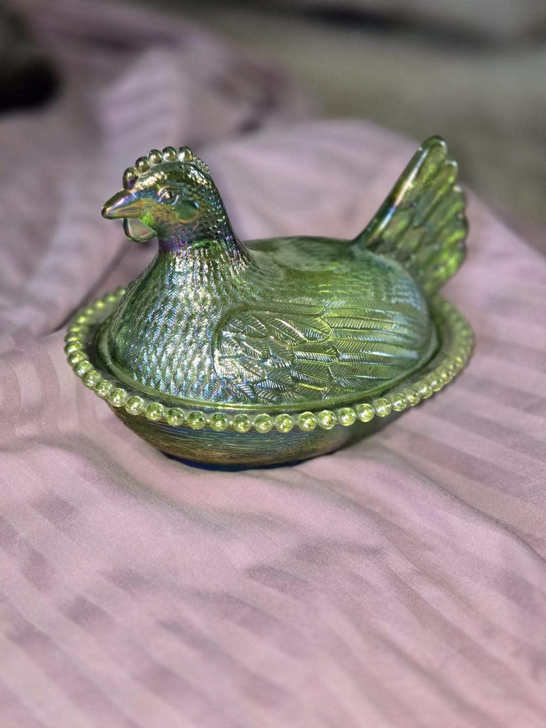 Bright Lime Green Iridescent Hen on Nest Large - Etsy