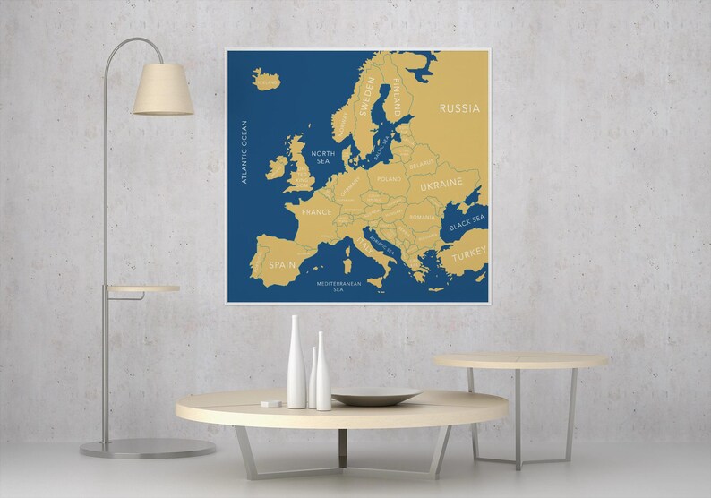 Modern Europe Map – Printable Wall Art, Digital Download, Educational ...