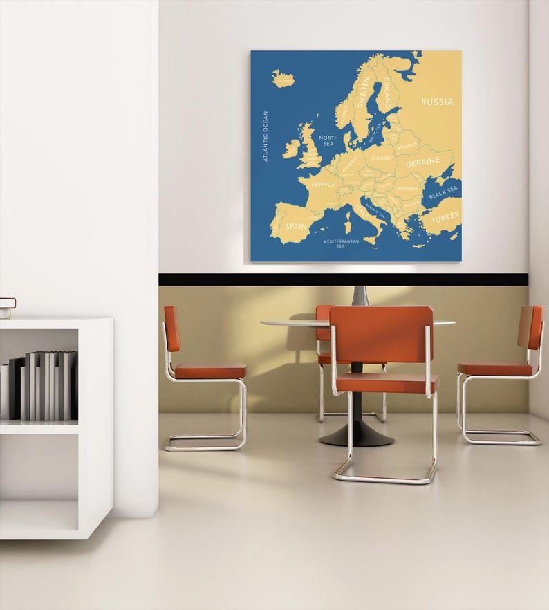 Modern Europe Map – Printable Wall Art, Digital Download, Educational ...