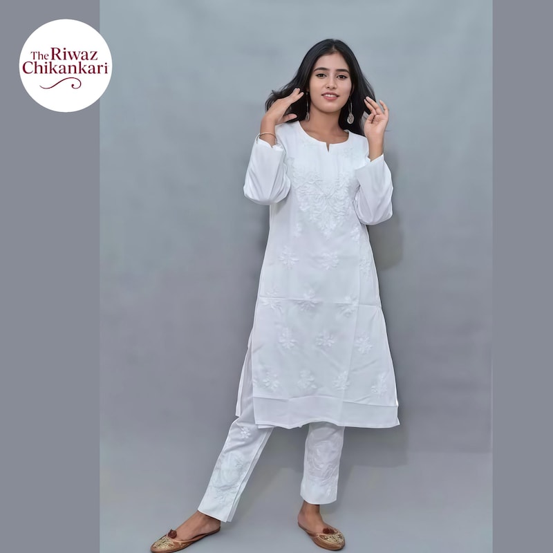 White Kurta Women Indian - Etsy UK