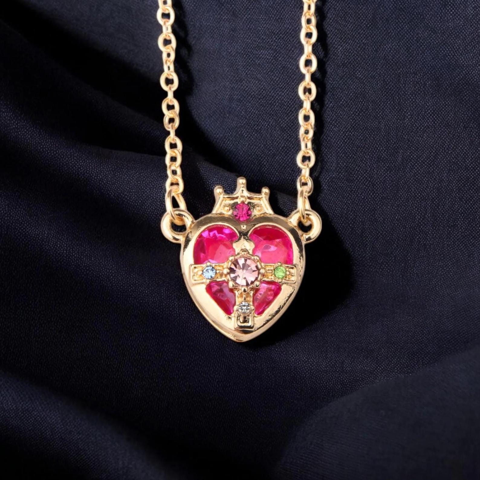 Heart Key Anime Necklace: Gold-plated Cosplay Jewelry - Etsy