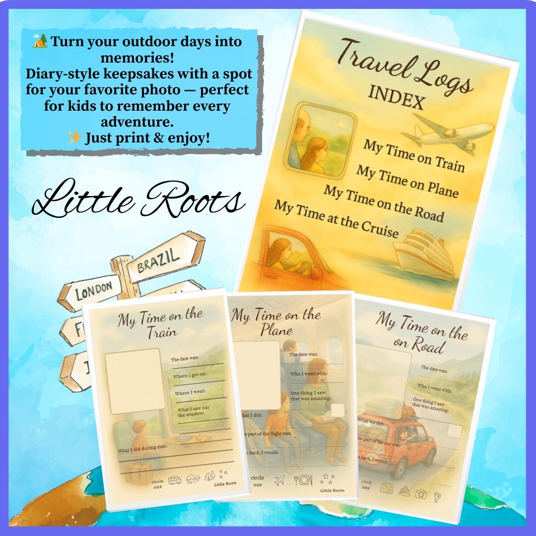 Travel Logs Printable Pack for Kids | Road Trip, Plane, Train and ...