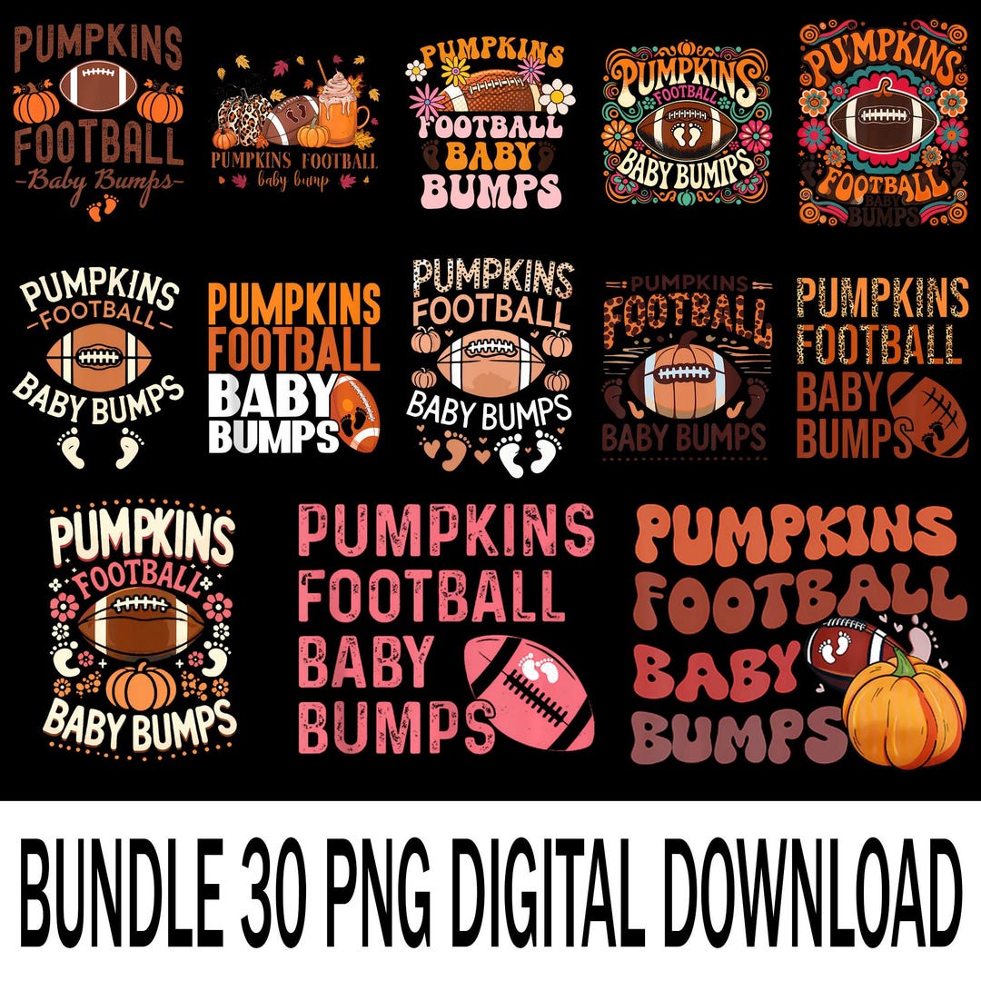 Pumpkins Football Baby Bumps PNG, Cute Fall Maternity Clipart, Funny ...