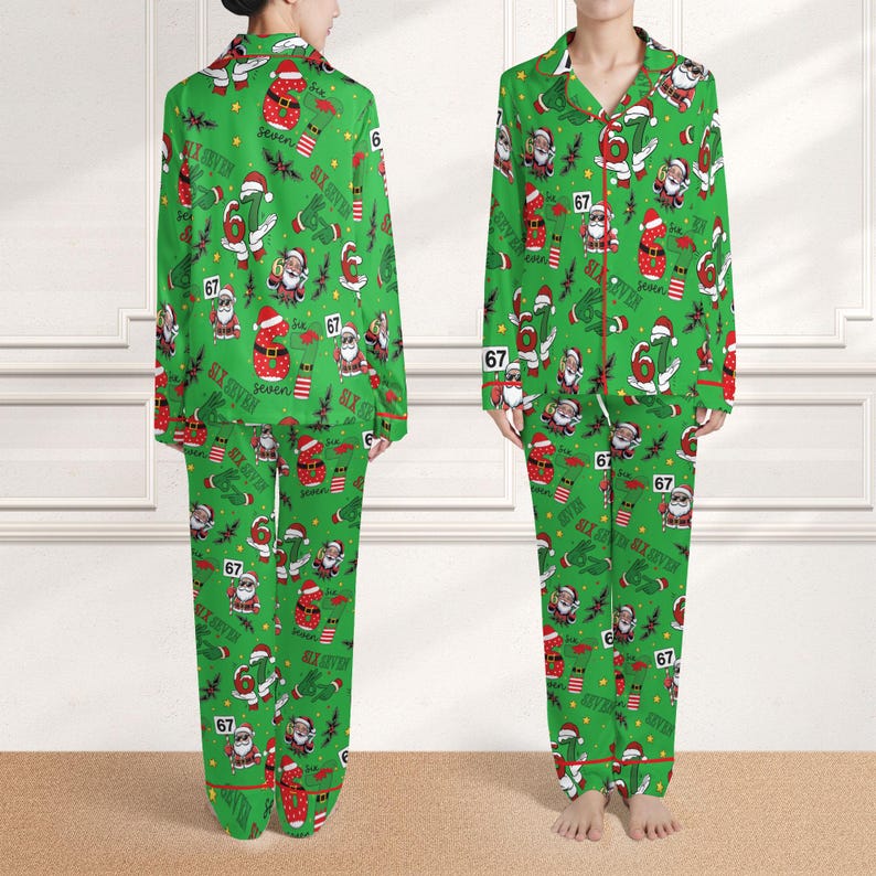 Trendy 67 Meme Pajamas Set, Six Seven Christmas Pajama Set, 6 7 ...