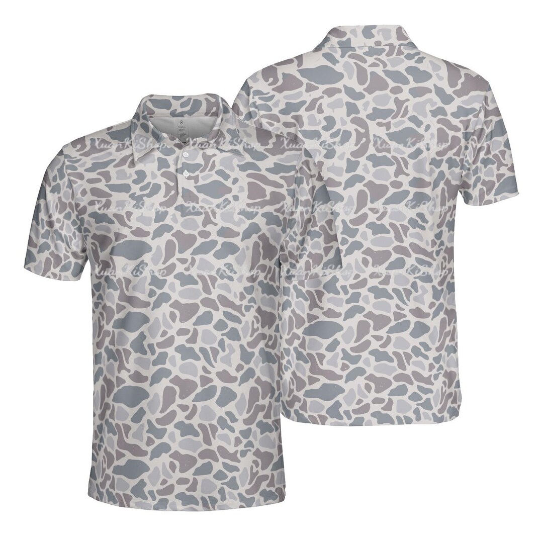 Classic Deer Camouflage Polo Shirt for Men Camo Polos All Over Print ...