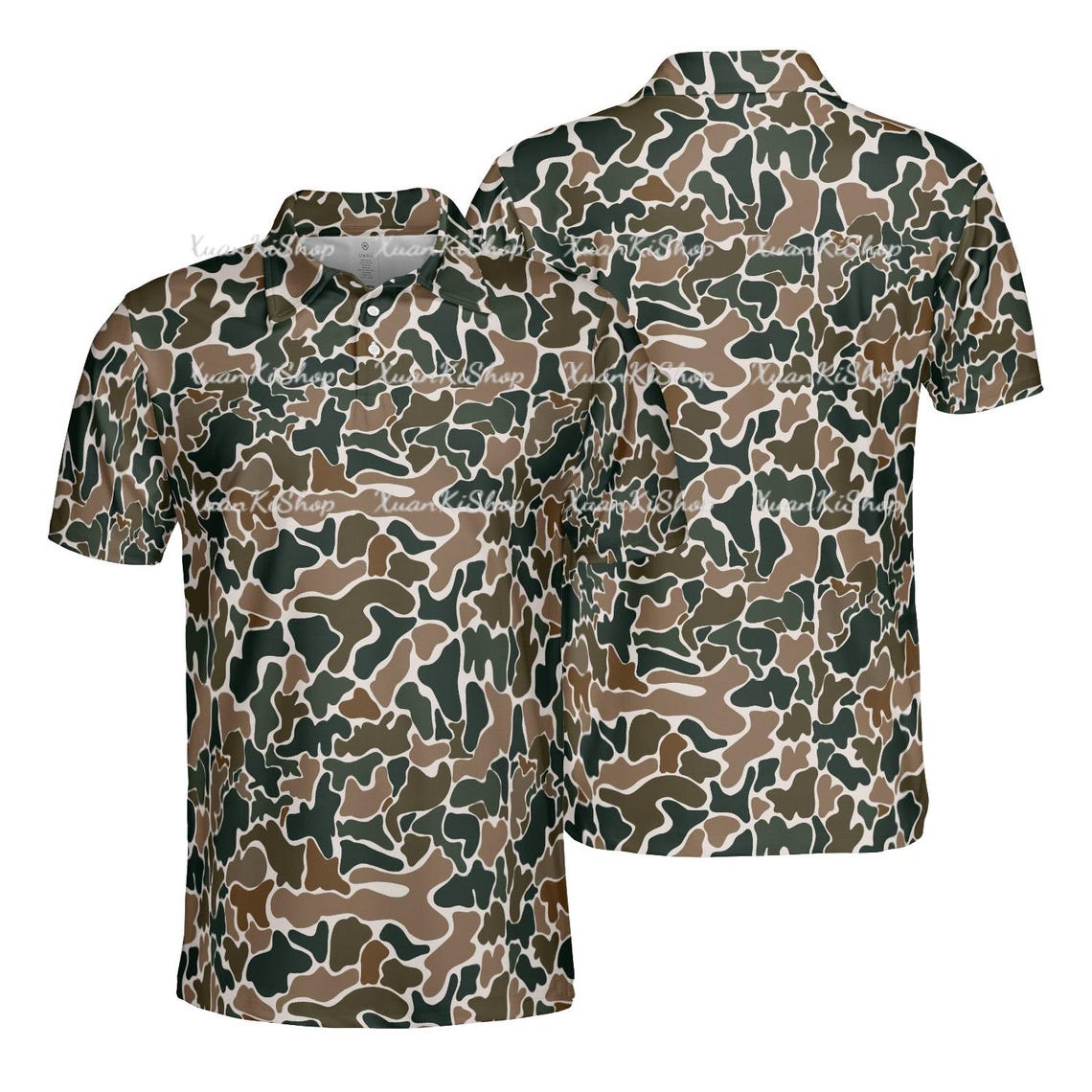 Vintage Camouflage Polo Shirt for Men Camo Polos All Over Print Camo ...