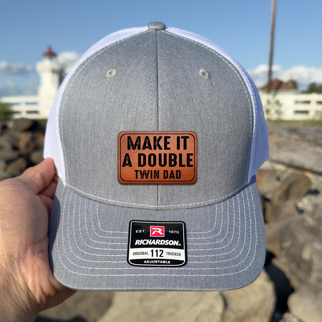 Twin Dad Trucker Hat Father of Twin Snapback Hat Leather Patch Hat for ...