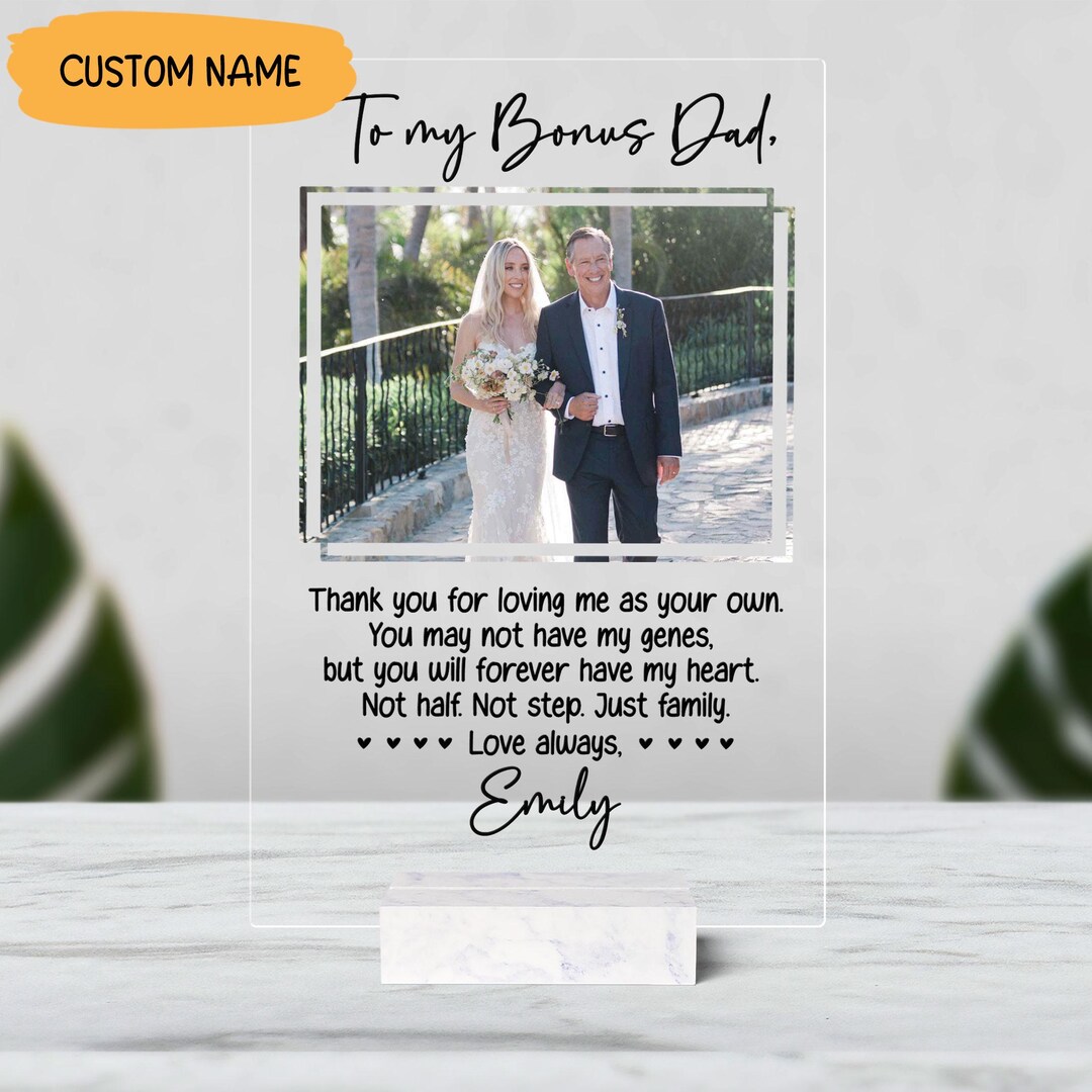 Custom Photo Bonus Dad Acrylic Plaque Wedding Day Gift for Step Dad ...