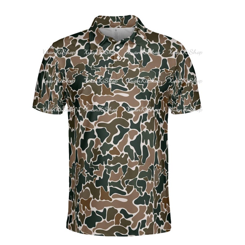 Vintage Camouflage Polo Shirt for Men Camo Polos All Over Print Camo ...