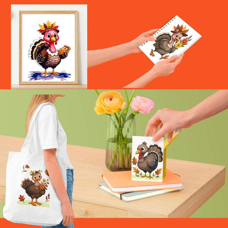 Thanksgiving Turkey Clipart | Fall Animal Pngs (digital Download) - Etsy