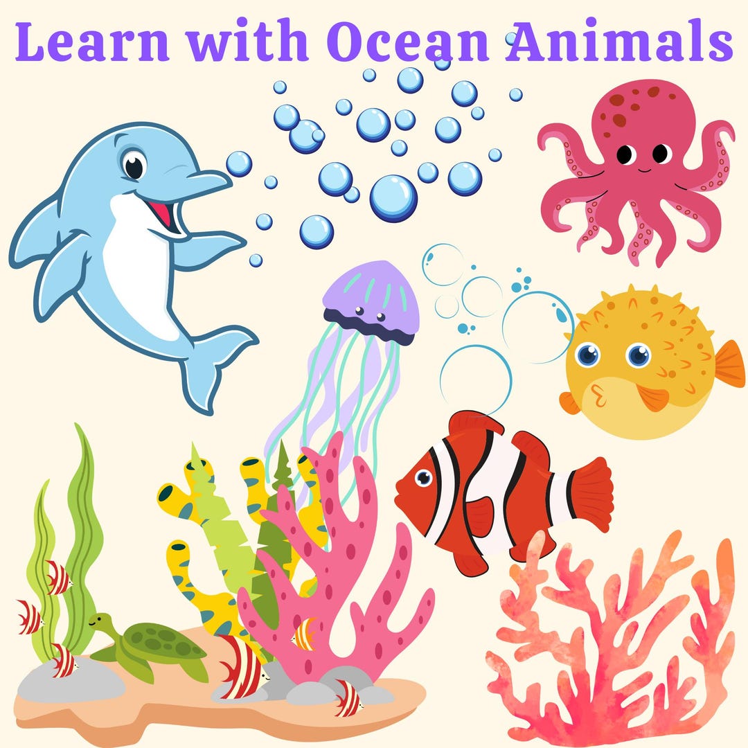 Ocean Animal Posters for Kids – 6 Educational PDF Prints – Fun Facts ...