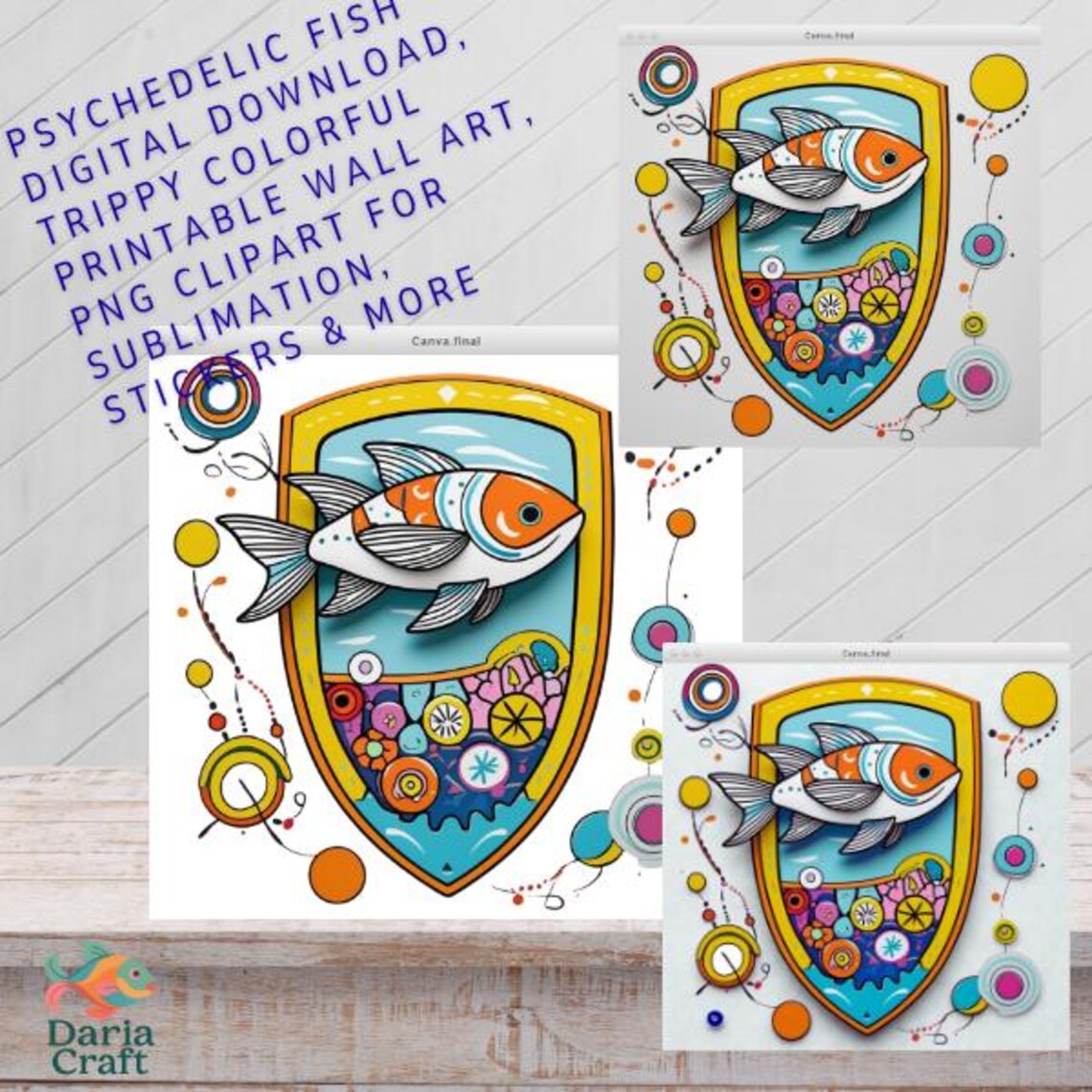 Psychedelic Fish Art: Trippy Colorful PNG Clipart (digital Download) - Etsy