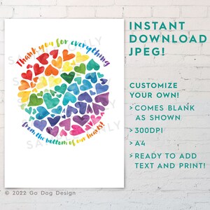 A4 Teacher/staff Appreciation Hearts JPEG Instant Download, DIY Blank ...