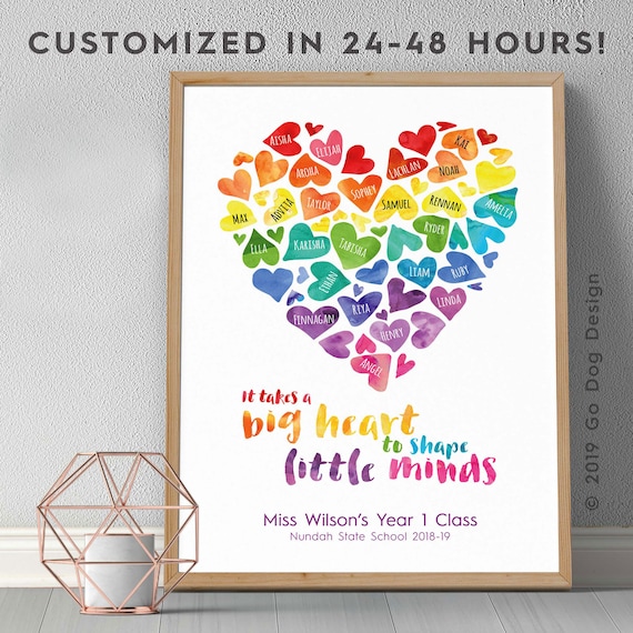 CUSTOM Rainbow Teacher Heart Digital Printable Personalized - Etsy