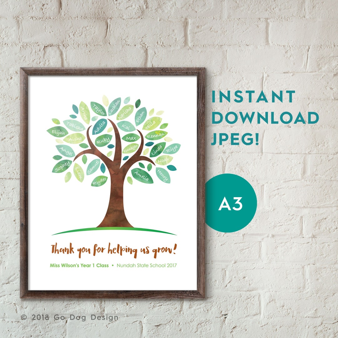A3 Teacher Appreciation Tree Green - Instant Download JPEG, Do It ...
