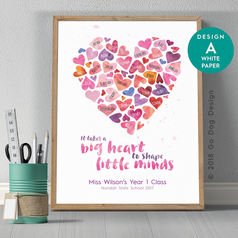 Custom Teacher Heart Printable Personalized Teacher - Etsy