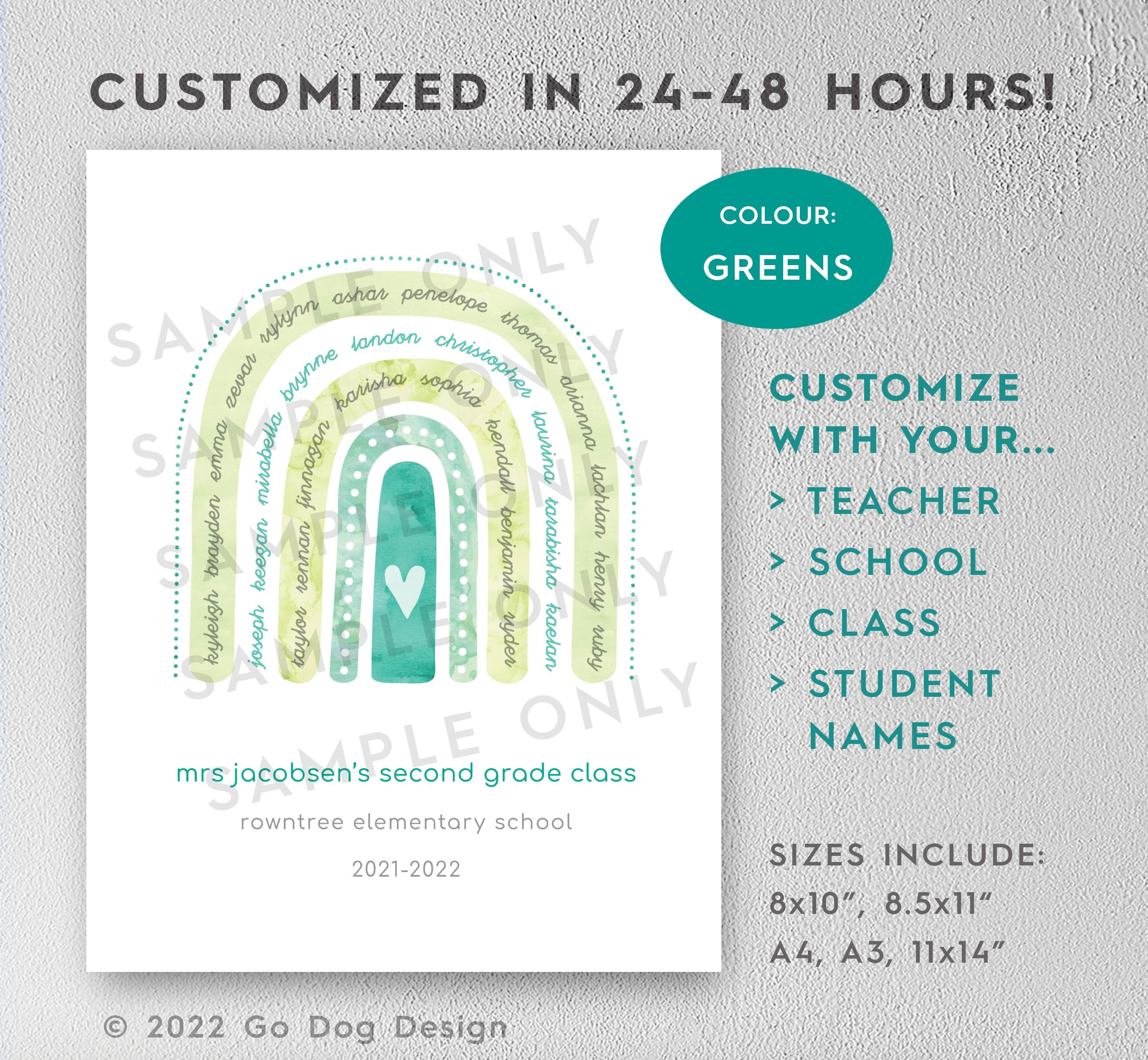 CUSTOM Teacher Rainbow Printable - Cute Personalized Teacher ...