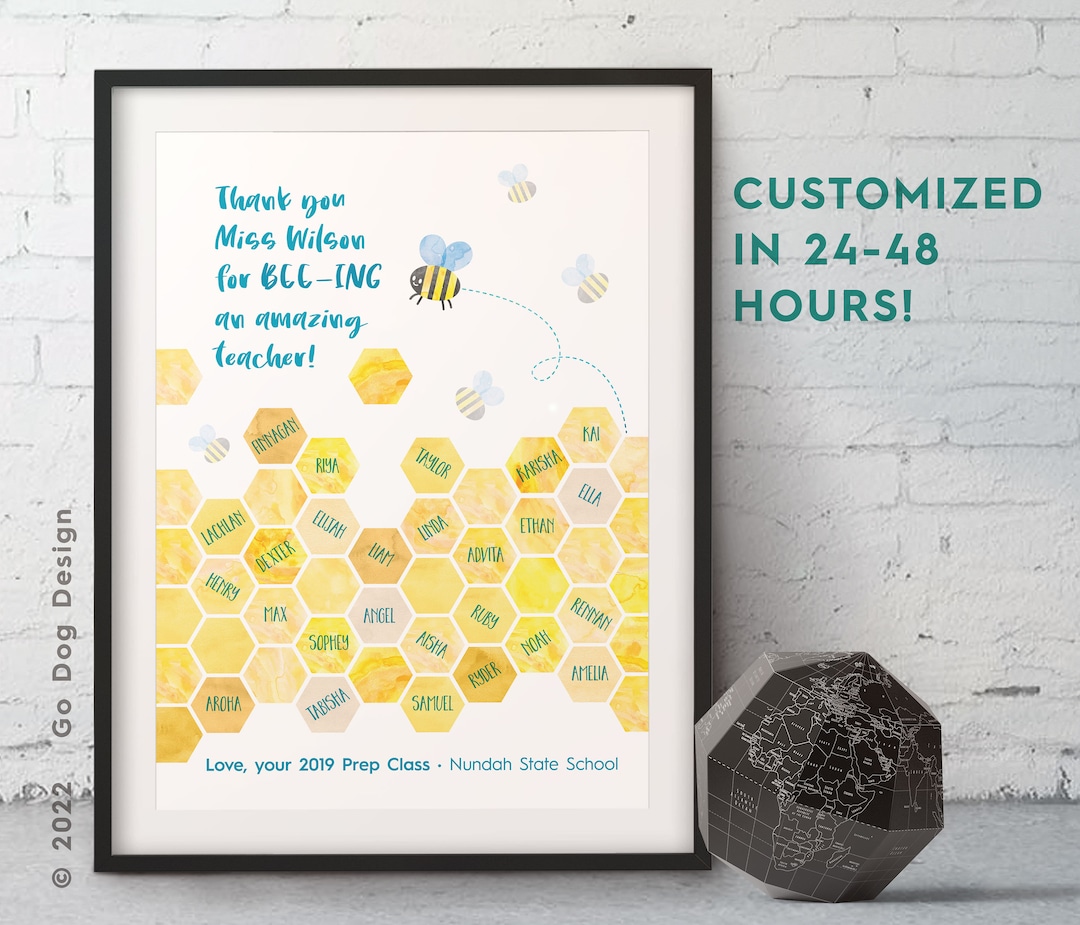 CUSTOM Bee/beehive Teacher Digital Printable, Print Your Own ...