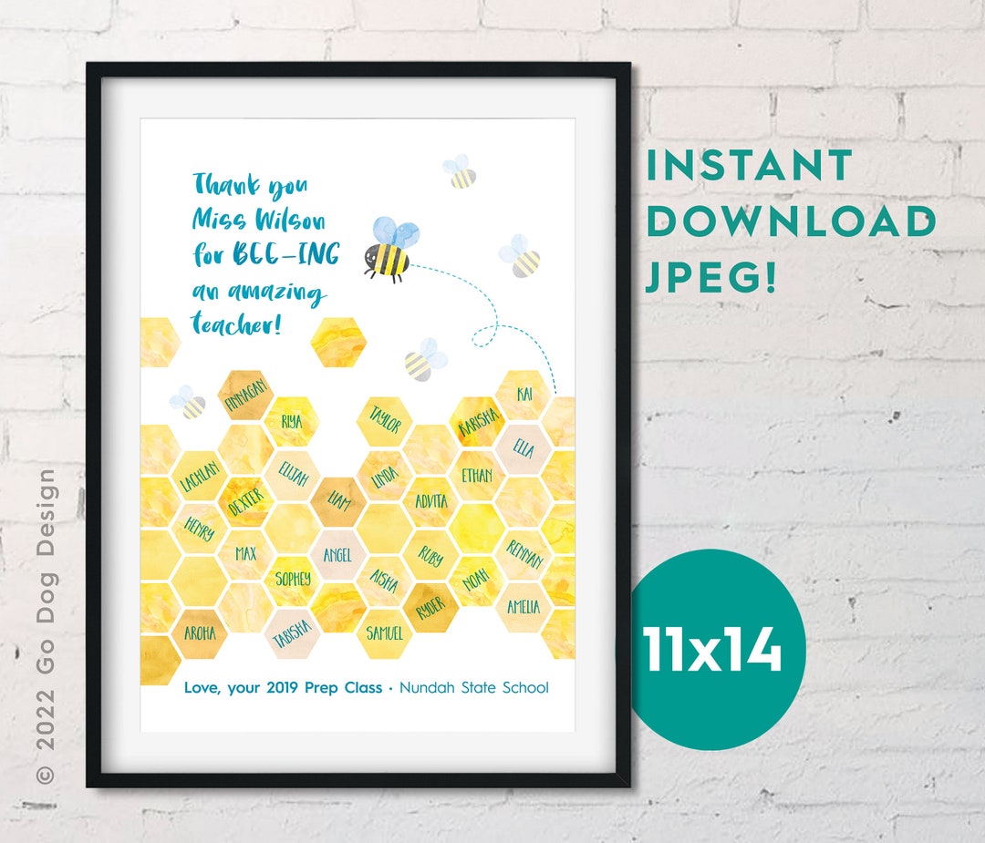 11x14 Teacher INSTANT DOWNLOAD JPEG | Bee/beehive | Do It Yourself ...
