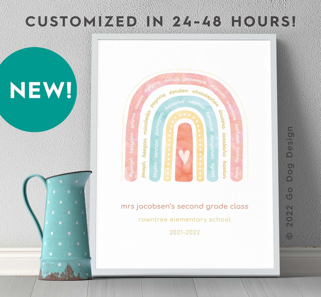 CUSTOM Teacher Rainbow Printable - Cute Personalized Teacher ...