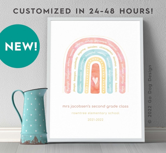 CUSTOM Teacher Rainbow Printable Cute Personalized Teacher - Etsy