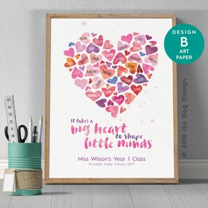 Custom Teacher Heart Printable - Personalized Teacher Appreciation ...