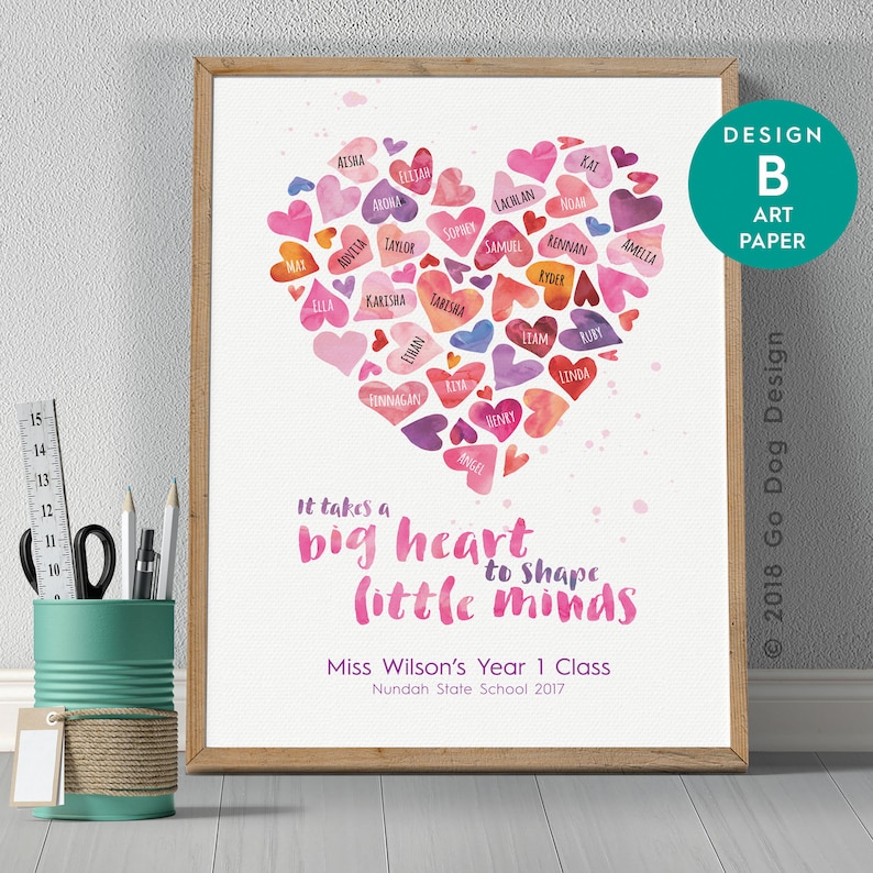 Custom Teacher Heart Printable - Personalized Teacher Appreciation ...