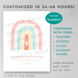CUSTOM Teacher Rainbow Printable - Cute Personalized Teacher ...