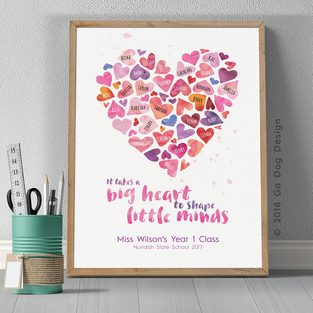 Custom Teacher Heart Printable - Personalized Teacher Appreciation ...