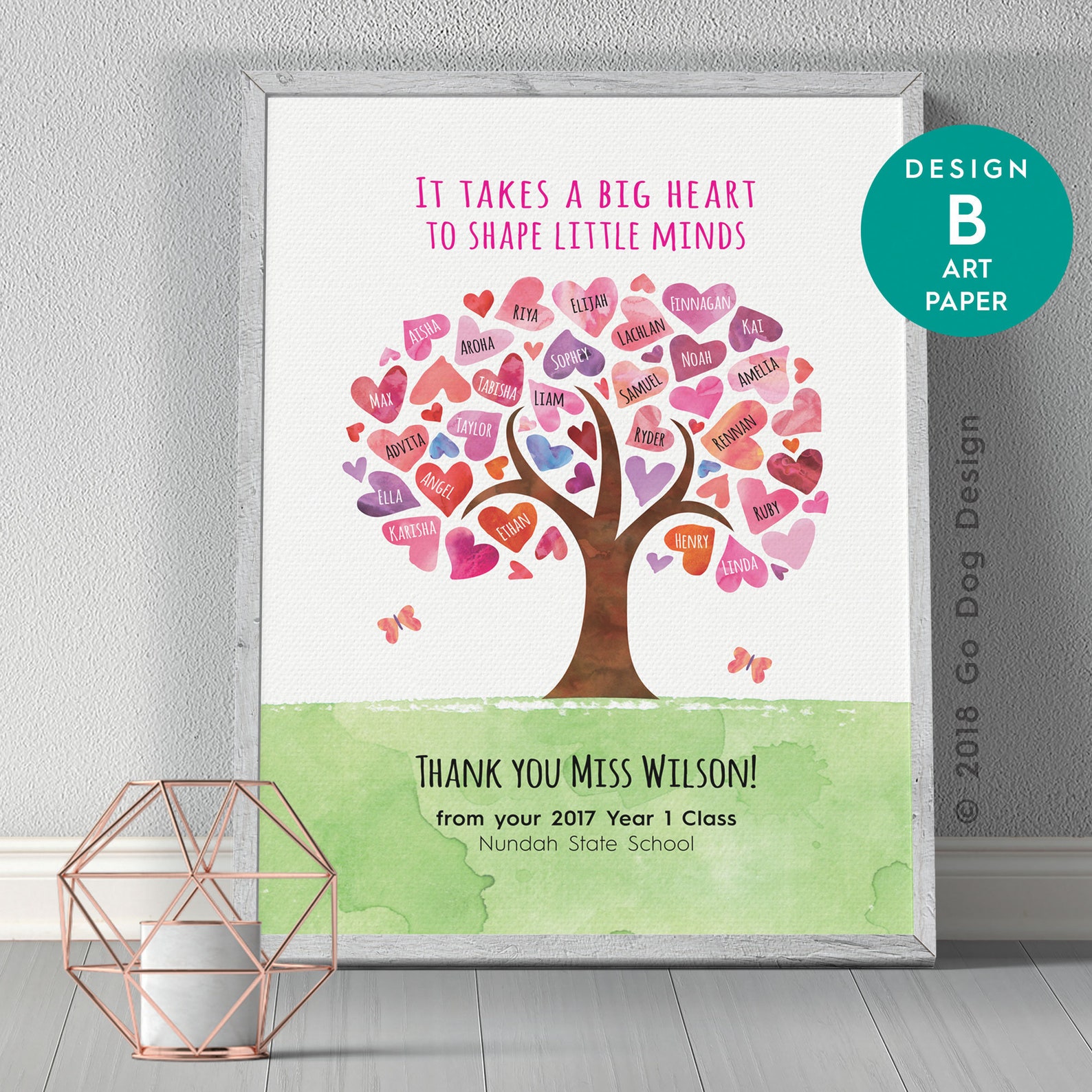 CUSTOM Teacher Heart Tree Printable Personalized Teacher - Etsy