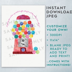 11x14 Teacher Gumball INSTANT DOWNLOAD JPEG, Do It Yourself Blank ...